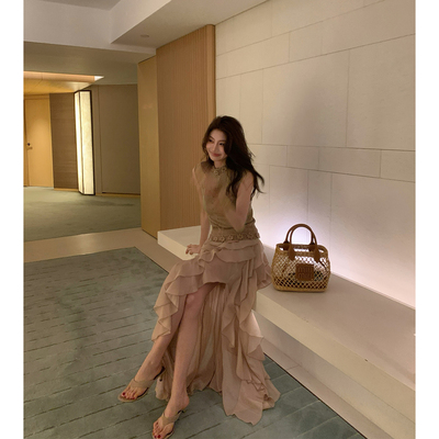 AloneSavor龙喜儿 羊毛混纺重工钩花针织衫无袖花边背心女D880