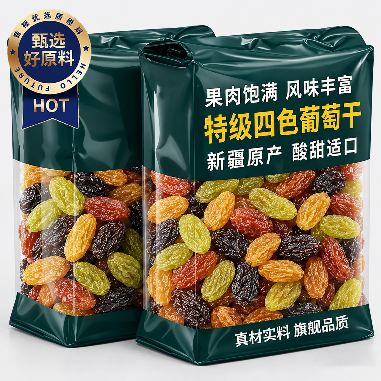 新疆四色葡萄干官方旗舰店特级超大无核免洗无沙葡萄干提子干即食