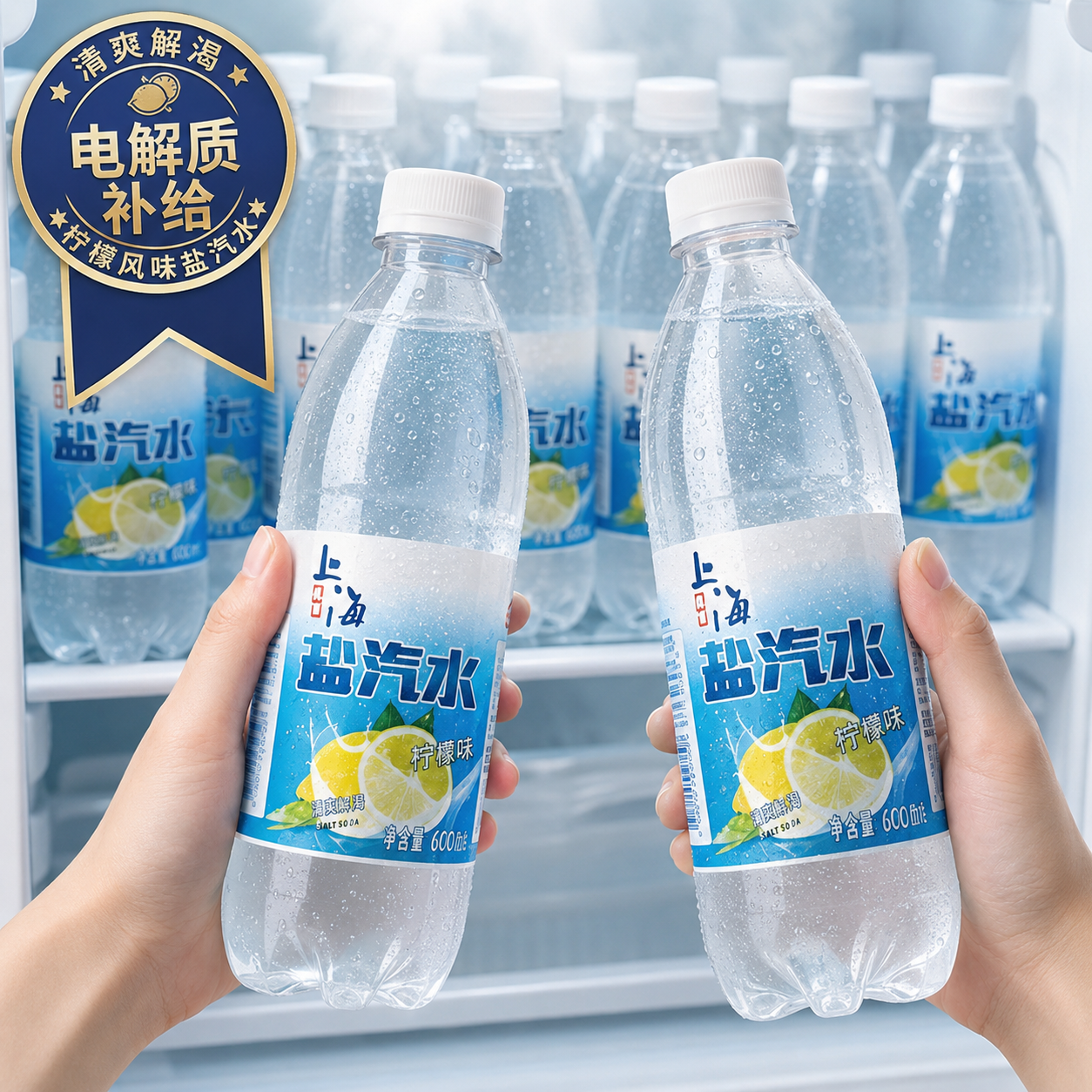 老上海盐汽水柠檬味旗舰店24瓶整箱夏季补水解渴无糖运动碳酸饮料