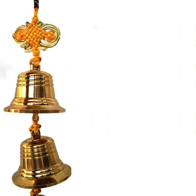 红黄中国结加厚铜铃铛风铃汽车挂件可定制一串多个吉祥家居挂饰