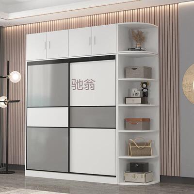 Mt简约现代衣柜家用卧室推拉门实木板式简易组装收纳储物大衣橱柜