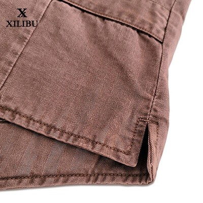 西里布全棉人字纹砖红色西服领马甲背心修身款美式咔叽复古非rrl