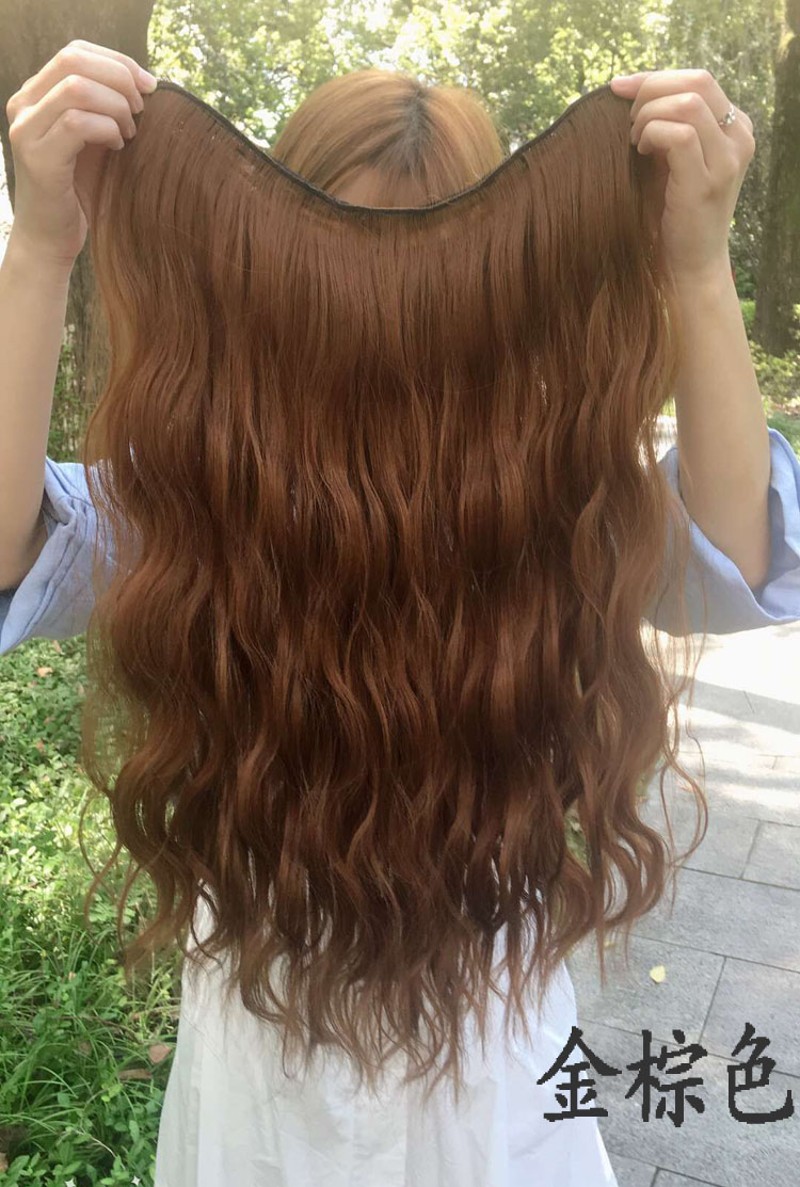 新款水波纹接发片蓬松玉米烫长卷接发卷发片假发片一片式玉米烫款