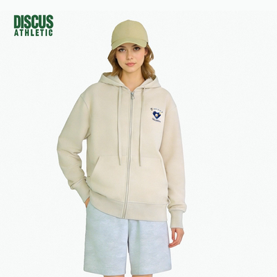 DISCUS拉链连帽卫衣四色可选2026春夏新款美式心形棒球标男女同款