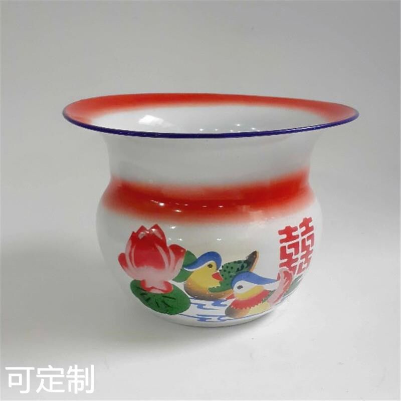 老式痰盂 怀旧搪瓷痰盂 柿型老式搪瓷痰盂老座便器 儿童便盆定
