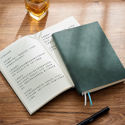 网格款笔记本子小方格本加厚大学生复古软皮面手绘像素画画格子文