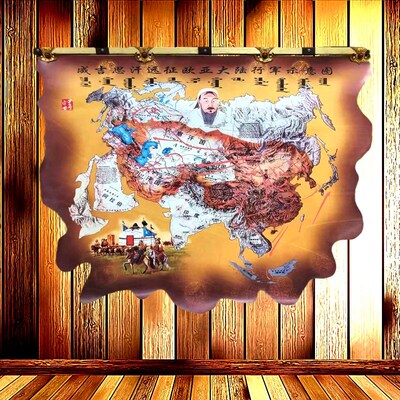 蒙古皮画特色工艺品横成吉思汗草原挂画壁蒙古包玄关装饰画