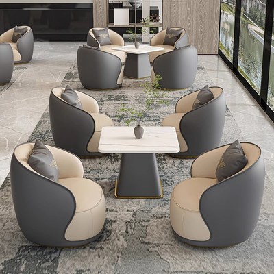 休闲沙发椅接待四一桌轻旋转洽谈会客桌椅椅沙发椅可奢样品屋展示