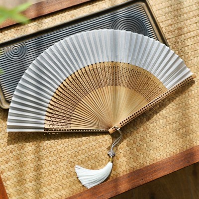 .寸折扇古风小新女扇草绿色折扇舞蹈汉服扇子纳凉便携小扇子