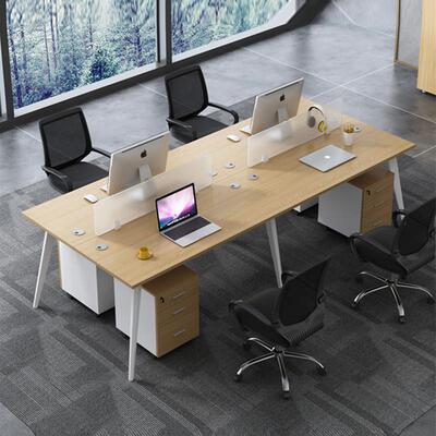 办公家具简约新办6公桌组合4人位职员款桌屏公风卡83377座现代办