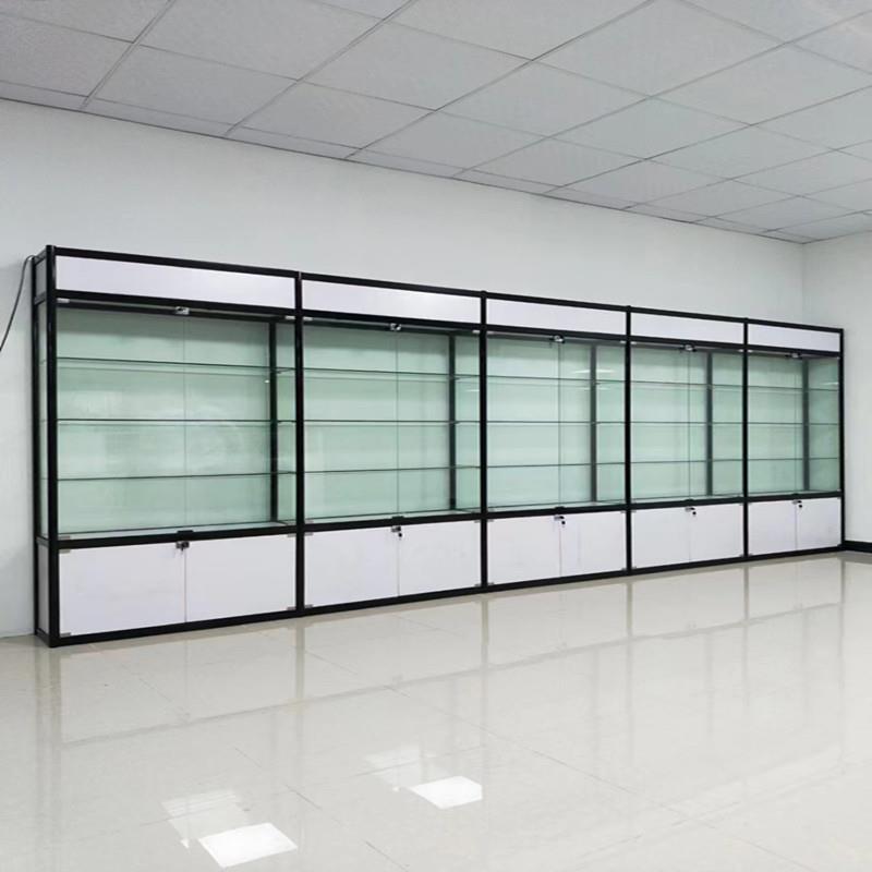 2023新款黑加白铝合金玻璃展示柜样品柜产品陈列柜数码产品展示柜
