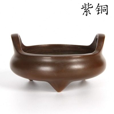 紫铜冲天耳乳足熏香炉宣德点金非陈巧生胡庆松王明炉重约1200克
