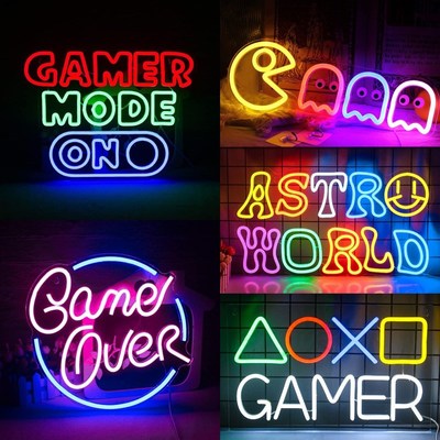 电竞酒店网咖霓虹灯室内室外墙壁装饰灯电竞房游戏厅发光字造型灯