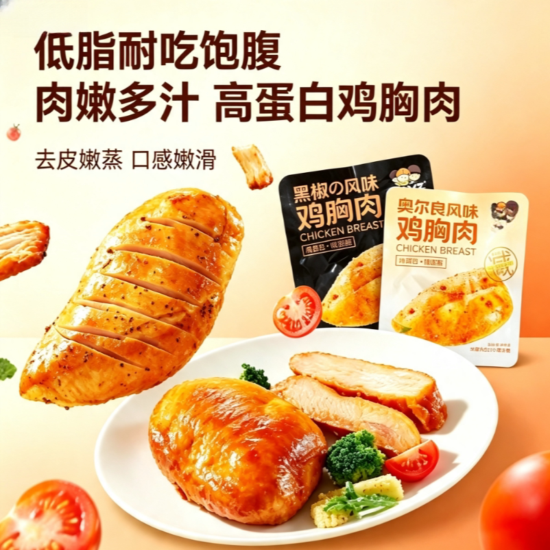 麻酱鸡胸肉16g香武汉黑鸭开袋即食独包即食健身代餐鸡肉制品解馋