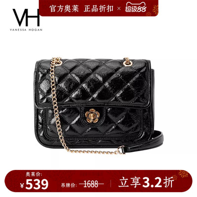 VH女包海棠菱格包真皮油蜡单肩包