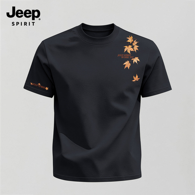 Jeep吉普纯棉短袖t恤男日系简约
