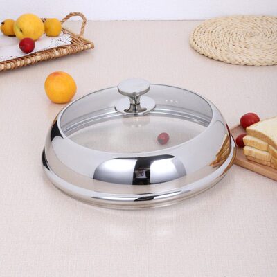 锅盖不锈钢加高加厚32CM34CM36CM38CM炒锅盖钢化玻璃盖子可视通用