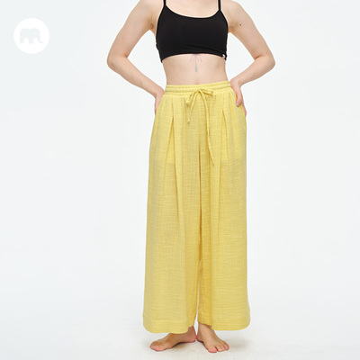 omshan·【新品】炒色仿麻肌理感纯棉阔腿瑜伽裤云感透气休闲长裤