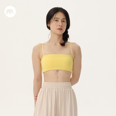 omshan·短款细吊带上衣 带胸垫凉感一字瑜伽背心