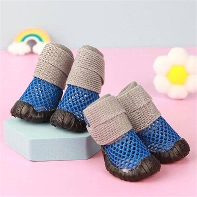 4Pcs Cute Dog Booties Anti-slip Waterproof Super Soft