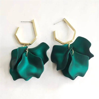 18 Colors Fashion Acrylic Petals Flower Rose Red Dangle Earr