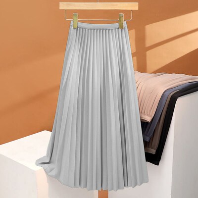 High-end Elegant Black Pleated Skirt Womens 2025 Draped Hig