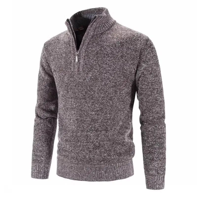 Autumn Winter Thick Knitted Sweater Men Pullovers Solid Colo