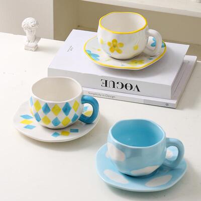 Hand-Painted Coffee Cup Set Artistic Handcrafted Cup gifts