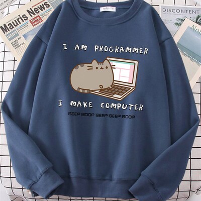 I Am Programmer I Make Computer Funny Cat Women Hoody Korean