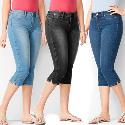 Sales Womens 7-point Jeans Slim-fit Slimming Denim 7-point
