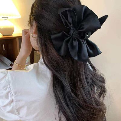 Big Bow Satin Exquisite Hairpin Grasp Hair Clip Back Head Di