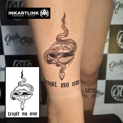 Snake and Mouth Temporary Tattoo,Lasts To 15 Days New Techno