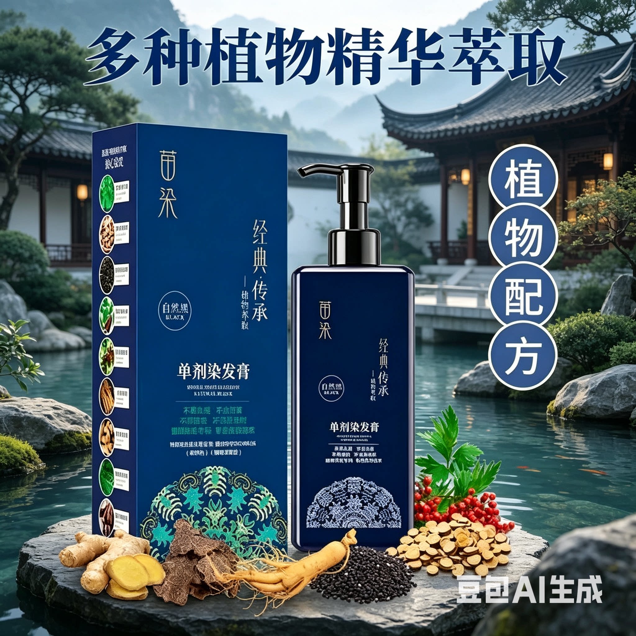 2025升级版高端苗染单剂染发膏不含双氧水氨水天然无刺激盖白发纯