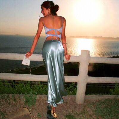 法式丝光缎面半身裙女2026夏季