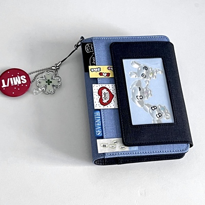 韩系撞色牛仔a7三折手账本高颜值