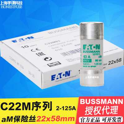 BUSSMANN熔断器C22M63 63A 690Vac陶瓷保险丝22x58mm AM