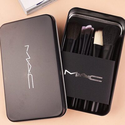 mac铁盒化妆刷12件套黑色时尚动物毛彩妆工具彩妆刷便捷方便携带