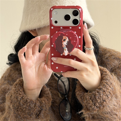 磁吸红底白波点适用苹果17