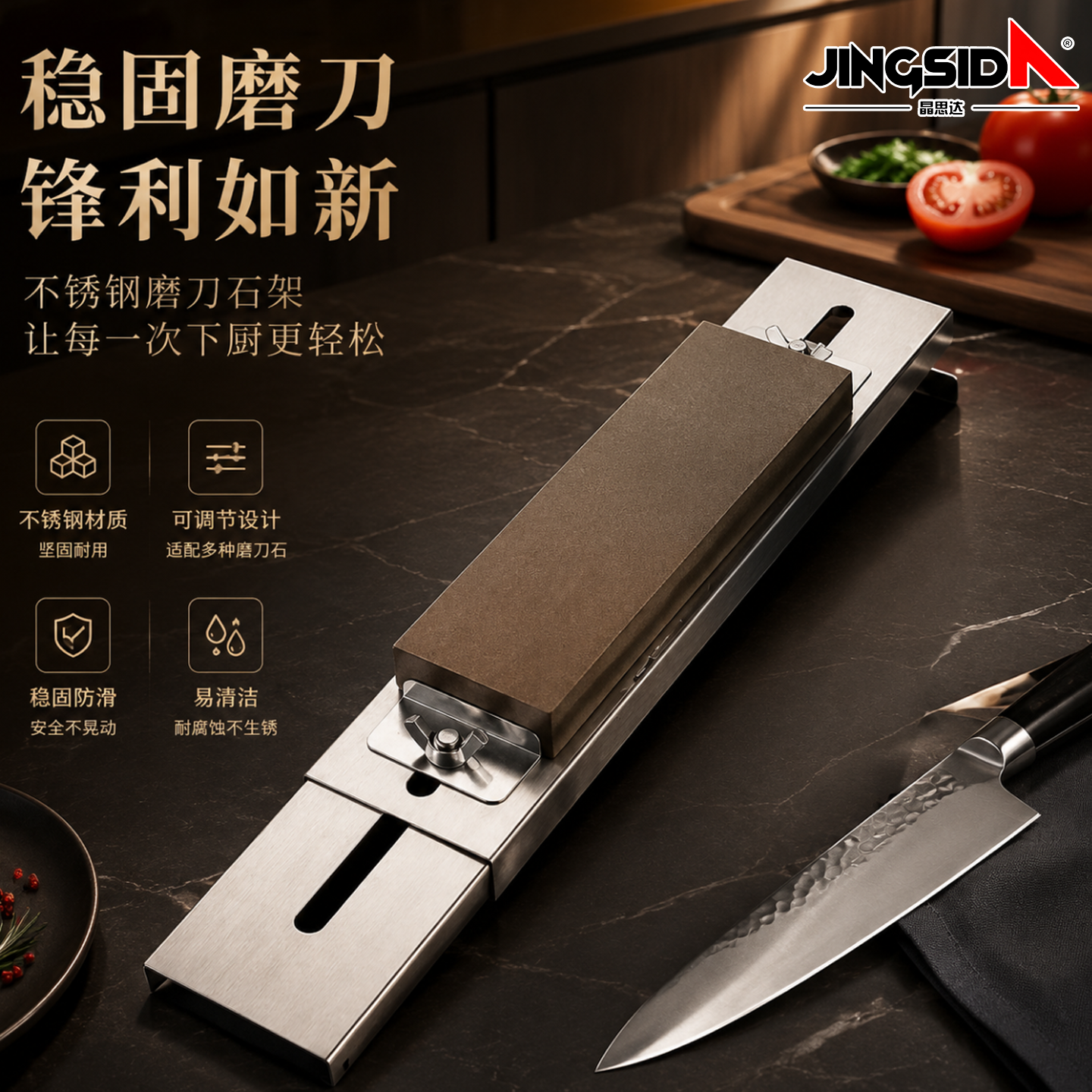 加厚精品不锈钢磨刀石固定支架定角器水槽伸缩家用新款石磨刀神器