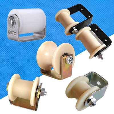 钢丝绳导轨支架滑轮UVH槽静音尼龙滑轮吊轮圆槽轮子L型支架滚轮