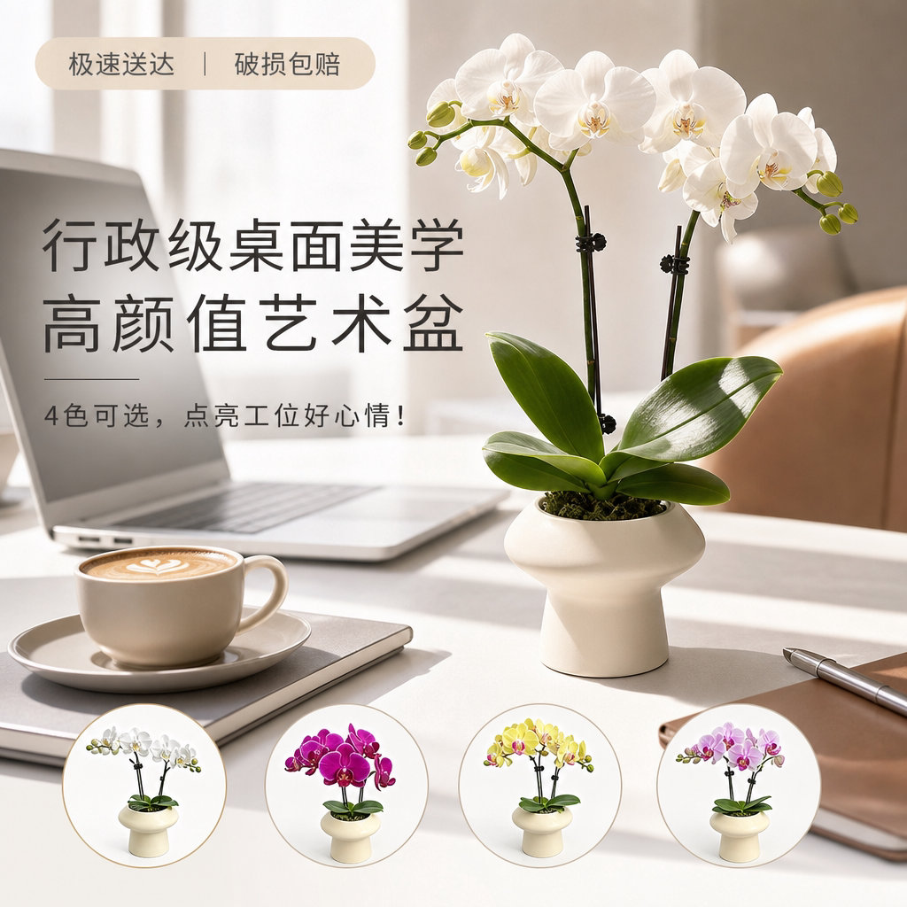 新手必入蝴蝶兰带花苞四季开花好养办公室桌面绿植美观雅致