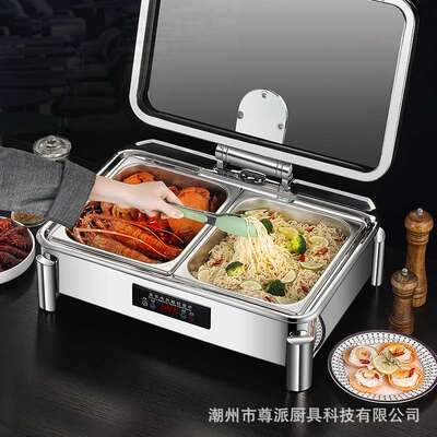 SUS304不锈钢电加热自助保温餐炉可视透明翻盖酒店食堂早餐布菲炉
