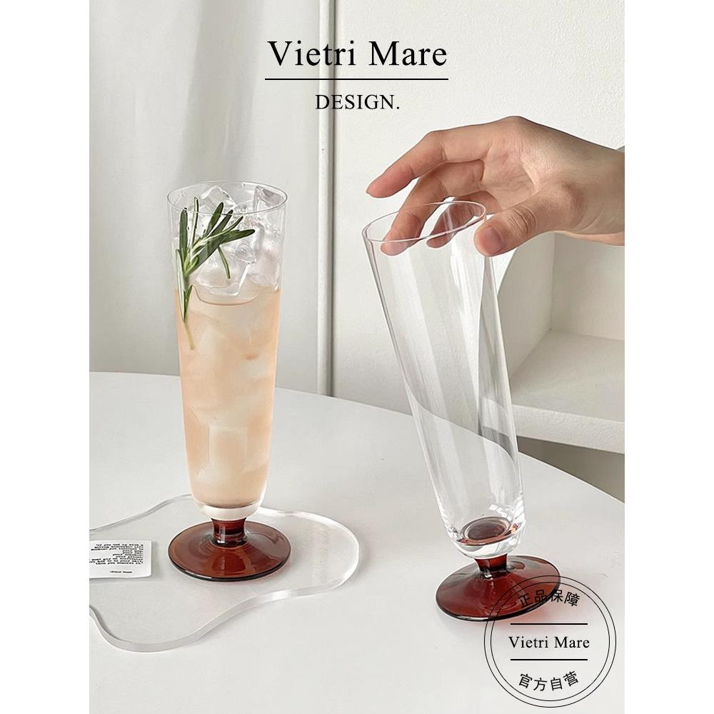 Vietri Mare玻璃个性化覆古配色高脚杯高端香槟玻璃水杯