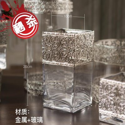 新古典欧式e透明玻璃花瓶客厅装饰品水培插花家居摆件玻璃花瓶
