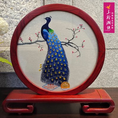玉玲湘绣双面绣创新款简约手工绣花新中式装饰摆件2023新一代礼品