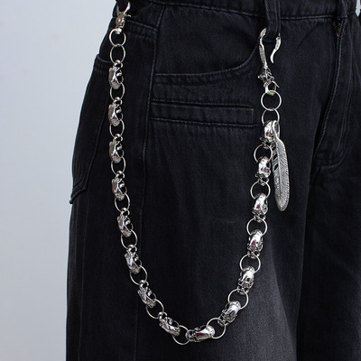 金属骷髅牛仔裤链0231