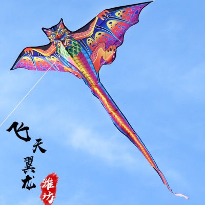 潍坊风筝恐龙儿童微风易飞2024新款长尾翼龙风筝飞龙初学者线轮