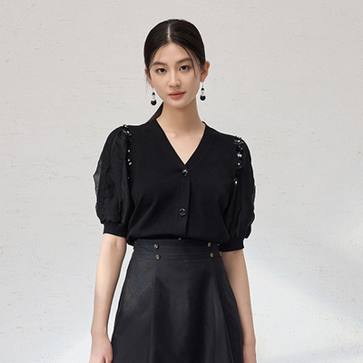 【时菲菲】商场同款夏季新品收腰下摆针织上衣NDY4B52208