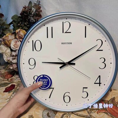 丽声挂钟表现代简约客厅卧室CMG494静音圆形石英钟13英寸CMG817