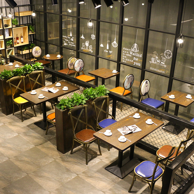餐桌餐椅组合 饭店小吃店桌椅 长桌餐桌 咖啡厅桌子 奶茶店方桌